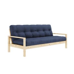 Schlafsofa Karup Design, B:205cm H:79cm T:95cm, blau, Matratzenmaterialzusammensetzung: Futonmatratze mit Knopfheftung, H&ouml;he 14 cm, aus recyceleten