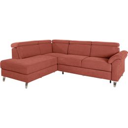 Sit & More Ecksofa SIT & MORE, B:245cm H:84cm T:194cm, orange, Wohnzimmer, Sofas, "Arngast L-Form", inklusive Kopfteilverstellung und Federkern