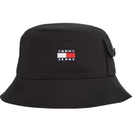 Tommy Jeans Damen Fischerhut "TJM HERITAGE BUCKET HAT", schwarz, unifarben, Web, Baumwolle, Hüte, Mit weichem Schirm