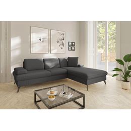 Sit & More Ecksofa SIT & MORE, B:247cm H:83cm T:171cm, grau, 95% Polyester, 5% Polyamid, Wohnzimmer, Sofas, "Morris Jubi L-Form, B: 247 cm", mit Armteilfunktion