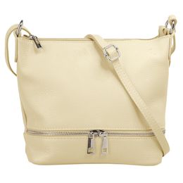 CLUTY Damen Umhängetasche, beige, Leder, unifarben, Taschen, echt Leder, Made in Italy