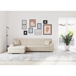 Ecksofa DOMO collection, B:267cm H:83cm T:178cm, beige, 95% Polyester, 5% Nylon, Wohnzimmer, Sofas, "Treviso viele Bezüge, auch in Cord, L-Form,