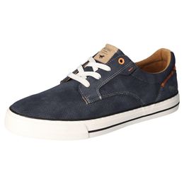 Mustang Shoes Herren Sneaker, Gr. 41, blau, Lederimitat, Schuhe, Freizeitschuh, Halbschuh, Schnürschuh mit Ziernaht