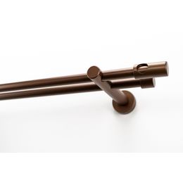 Gardinenstange Garesa, L:210cm &Oslash;:20mm, braun, Holzwerkstoff, Metall, Wohnzimmer, Gardinenstangen, "PANDRI", Vorhanggarnitur, verl&auml;ngerbar, gerader