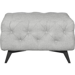 Polsterhocker Home Affaire, B:80cm H:45cm T:80cm, silber, Struktur (100% Polyester);Samtoptik (100% Polyester), Hocker, "Amaury", Chesterfield-Optik,