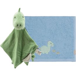 Sterntaler Baby Schmusetuch "Geschenk-Set Dino Rexi", blau, Frottee, Jersey, Schnuffeltücher