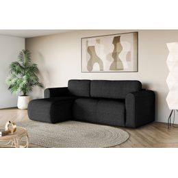 Ecksofa OTTO HOME, B:250cm H:86cm T:166cm, schwarz, 100% Polyester, Wohnzimmer, Sofas, "Zacharia wahlweise Schlafsofa mit Bettkasten, B/T/H