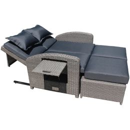 Loungesofa Garden Pleasure, B:117cm H:93cm, grau, Stahl, Kunststoffgeflecht, dunkelgrau, Outdoor, Sofas, "NIZZA", mit Liegefunktion