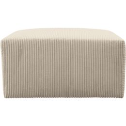 Polsterhocker WERK2, B:80cm H:41cm T:80cm, beige, 90% Polyester, 10% Nylon, Hocker, "Zeus-XL", Curvy Trend Hocker mit urbaner Optik