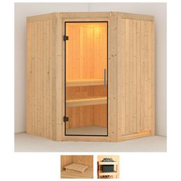 Karibu Sauna "Nanna", ohne Ofen, (ohne Ofen), beige, Saunen, ohne Ofen