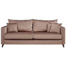 3-Sitzer Home Affaire, B:203cm H:90cm T:90cm, grau, Samtvelours 100% Polyester;Luxus-Microfaser ALTARA NUBUCK (100% Polyester), Sofas, "Renesse",