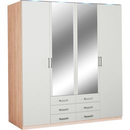 Kleiderschrank Priess, B:185cm H:193cm T:56cm, braun, Holzwerkstoff, Schlafzimmer, Schr&auml;nke, "Amsterdam", mit oder ohne LED-Beleuchtung