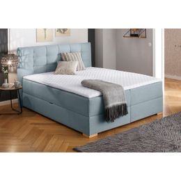 Boxbett Home Affaire, B:174cm L:230cm, blau, Komplettbetten, "Olivet mit Bettkasten", in 4 Farben, 4 Breiten, 2 Matratzenarten, auch in Überlänge 220