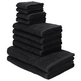Handtuch Set my home, schwarz, Obermaterial: 100% Baumwolle, Handtuch-Sets, "Inga, Duscht&uuml;cher, Handt&uuml;cher, G&auml;stet&uuml;cher, Seift&uuml;cher", Handt&uuml;cher mit