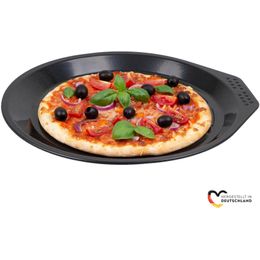 CHG Pizzablech "PRIMA "Emaille"", B/H/T: 33cm x 2cm bis x 36cm, schwarz, Backbleche, mit praktischer Thermolochung, Made in Germany