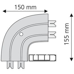 Erker-Innenbogen Liedeco, wei&szlig;, Kunststoff, Gardinenstangen, wei&szlig;