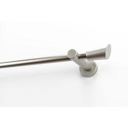 Gardinenstange Garesa, L:130cm &Oslash;:20mm, silber, Holzwerkstoff, Metall, Wohnzimmer, Gardinenstangen, "MOLIS", Vorhanggarnitur, verl&auml;ngerbar,