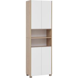 Hochschrank Welltime, B:57cm H:186,5cm T:33,1cm, braun, FSC-zertifizierter Holzwerkstoff, Badezimmer, Schränke, "Juba Breite 57,0 cm", Eiche Hell