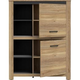 Highboard FORTE, B:111,7cm H:143cm T:42,2cm, braun, Dekorfolie, Spanplatte, Wohnzimmer, Sideboards, "San Cayetano"