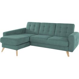 Ecksofa, B:222cm H:87cm T:156cm, blau, exxpo - SOFA FASHION, Samtvelours (100% Polyester);Webvelours (100% Polyester), Wohnzimmer, Sofas, "Nappa,