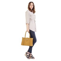 CLUTY Damen Shopper, gelb, Leder, Taschen, echt Leder, Made in Italy