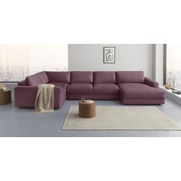 Wohnlandschaft Places of Style, B:390cm H:84cm T:209cm, rosa, 100% Polyester, Sofas, "Bloomfield, Mega Polsterecke, Breite 390cm, viel Platz,