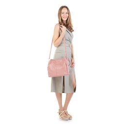 Samantha Look Damen Shopper, rosa, Leder, leicht glänzend, unifarben, Taschen, echt Leder, Made in Italy