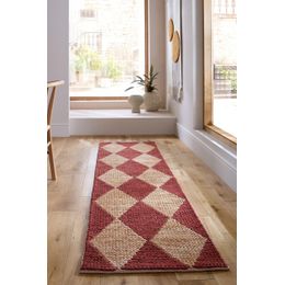 Teppich FLAIR RUGS, B:60cm H:5mm L:230cm, orange, Baumwolle, Jute, Wohnzimmer, Teppiche, "Effie Diamond", handgekn&uuml;pft