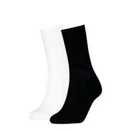 Damen Socken "CKJ WOMEN SOCK 2P BACK LOGO", Calvin Klein Jeans, schwarz, Obermaterial: 43% Baumwolle, 34% Polyamid, 21% Viskose, 2% Elasthan, Socken
