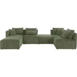 Wohnlandschaft OTTO HOME, B:340cm H:86cm T:172cm, grün, 92% Polyester, 8% Polyamid, Sofas, "Nöre U-Form", 5 Teile, in vielen Bezugsqualitäten und