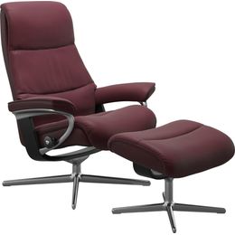 stressless "View" Set, Relaxsessel mit Hocker, mit Hocker, mit Cross Base, Gr&ouml;&szlig;e S, M & L, Holzakzent Schwarz