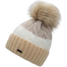 Chillouts Damen Bommelm&uuml;tze "Tilda Hat", beige, mehrfarbig, Obermaterial: 76% Polyacryl, 22% Polyester, 2% Polyamid, M&uuml;tzen, in flexibler Passform