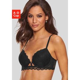 Lascana Damen Push-up-BH "Alicia", Gr. 75, schwarz, Spitze, Obermaterial: 50% Polyamid, 44% Polyester, 6% Elasthan, BHs, mit Bügel und integriertem