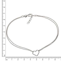 Firetti Damen Fu&szlig;kette "Schmuck Geschenk Silber 925 K&ouml;rperschmuck Herz+LIEBE Ankerkette", Silber 925 (Sterlingsilber), silber, Silber 925