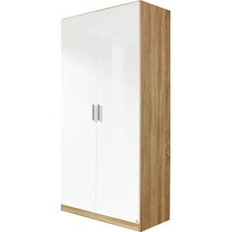 Drehtürenschrank Rauch, B:91cm H:197cm T:54cm, weiß, Holzwerkstoff, Schränke, "Kleiderschrank Schrank Garderobe Schlafzimmerschrank CELLE", in 4