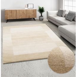 Wollteppich Theko, B:240cm H:9mm L:340cm, beige, Wolle, Teppiche, "Gabbeh Super, Handweb, Teppich, Bordüre, reine Wolle", Schlafzimmer, Wohnzimmer,