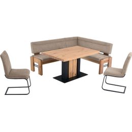 K+w Komfort & Wohnen Eckbankgruppe, B:163cm H:90cm T:203cm, beige, K+W KOMFORT & WOHNEN, Esszimmer, Sitzmöbel-Sets, "Floyd", Stauraum-Eckbank, wahlweise rechts oder links