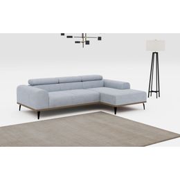 Ecksofa Places of Style, B:244cm T:157cm, grau, Wohnzimmer, Sofas, "Carlo L-Form", mit Kopfteilverstellung & Holz-Rahmenoptik, wahlweise Relaxfunktion