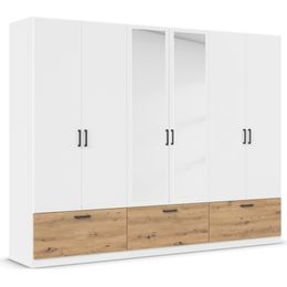 Dreht&uuml;renschrank Rauch, B:270cm H:210cm T:54cm, wei&szlig;, Holzwerkstoff, Schr&auml;nke, "Kleiderschrank Schrank Garderobe W&auml;scheschrank BARI mit Spiegel", mit