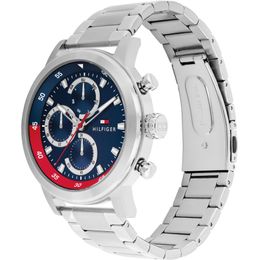 Tommy Hilfiger Herren Multifunktionsuhr "ROCKY"edelstahlfarben, Armbanduhren, Quarzuhr, Armbanduhr, Herrenuhr, Edelstahlarmband, analog