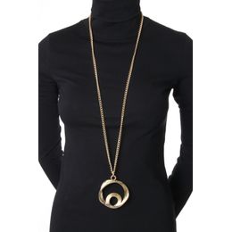 Damen Lange Kette "Kreis", gold, Basic, Collezione Alessandro, Metall, Halsketten, mit rundem Anh&auml;nger