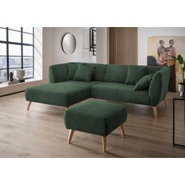Ecksofa Inosign, B:264cm H:80cm T:160cm, grün, 100% Polyester, Wohnzimmer, Sofas, "Colori Polstermöbel mit zeitlos eleganter Rückenführung. L-Form",