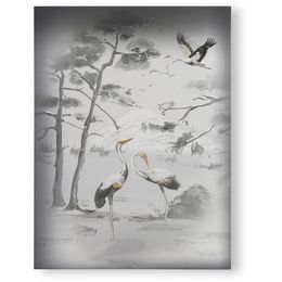 Leinwandbild Laura Ashley, grau, MDF, Wohnzimmer, Bilder, "Animalia", Leinwandbild Metallic 80x60cm