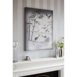 Leinwandbild Laura Ashley, grau, MDF, Wohnzimmer, Bilder, "Animalia", Leinwandbild Metallic 80x60cm