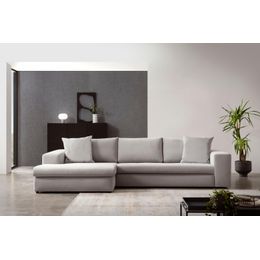 Ecksofa Home Affaire, B:325cm H:72cm T:167cm, silber, Wohnzimmer, Sofas, "SLEETLAND XXL in Samtvelours oder Vintage-Leder-Optik, L-Form", besonders