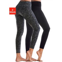 H.I.S. H.I.S Damen Leggings, Gr. 32, schwarz, Single Jersey, Obermaterial: 92% Baumwolle, 8% Elasthan, gemustert, unifarben, Basic, Hosen, in bedruckt und