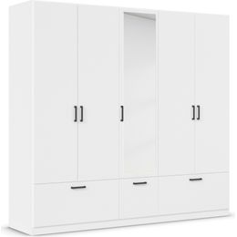 Dreht&uuml;renschrank Rauch, B:225cm H:210cm T:54cm, wei&szlig;, Holzwerkstoff, Schr&auml;nke, "Kleiderschrank Schrank Garderobe W&auml;scheschrank BARI mit Spiegel", mit