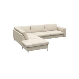 Ecksofa FLEXLUX, B:273cm H:85cm T:225cm, wei&szlig;, 100% Echteder, Wohnzimmer, Sofas, "Fiore, super Sitzkomfort durch Kaltschaum im Sitz, L-Form", breite