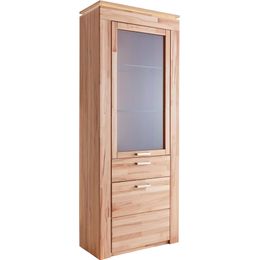 Vitrine, B:82cm H:207cm T:40cm, beige, VOGL M&Ouml;BELFABRIK, Wohnzimmer, Schr&auml;nke, in 2 versch. Breiten, mit viel Stauraum, teilmassiv