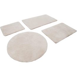 Badematte HOMIE LIVING, H:30mm, beige, Polyester, Badematten, "Porto Azzurro", Badteppich, uni, rechteckig & rund, waschbar, Badezimmerteppich